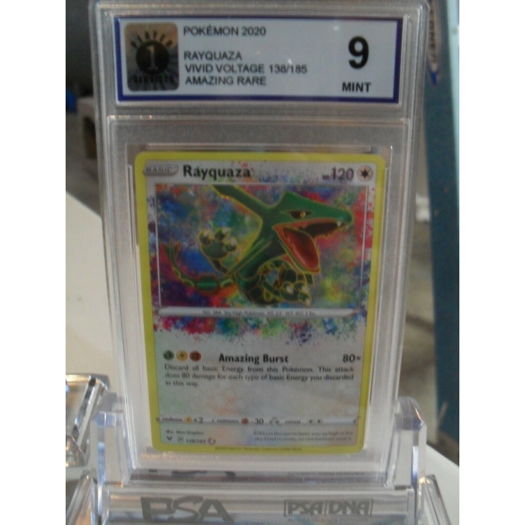 P1 Graded 9 Rayquaza 138/185 Vivid Voltage Amazing Rare Pokemon Card ...